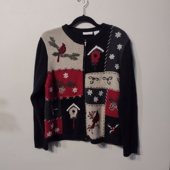 croft & barrow | Sweaters | Winter Birdhouse Cardinal And Snow Sweater ...